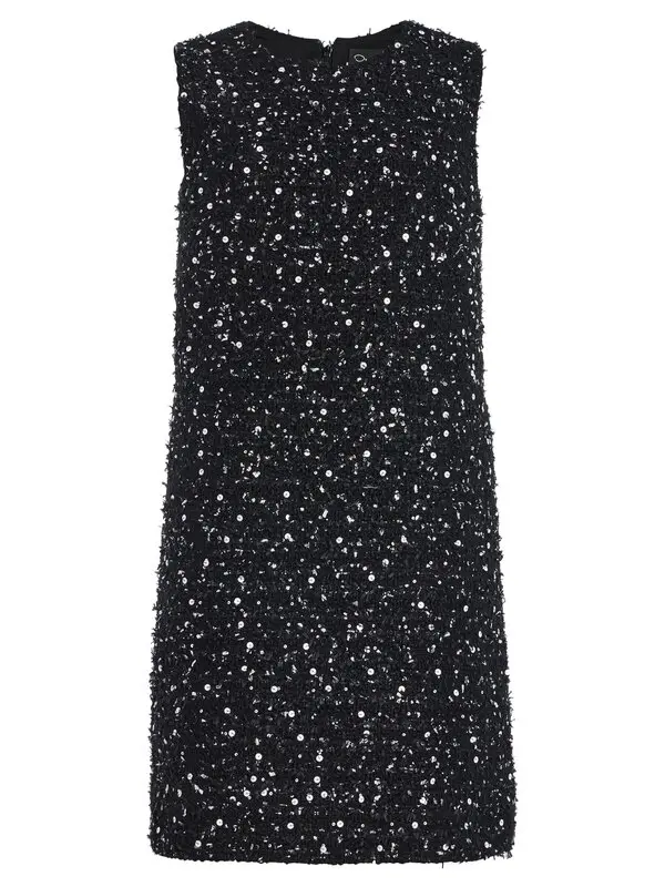 Oscar De La Renta Sequined Tweed Mini Dress - Black/white