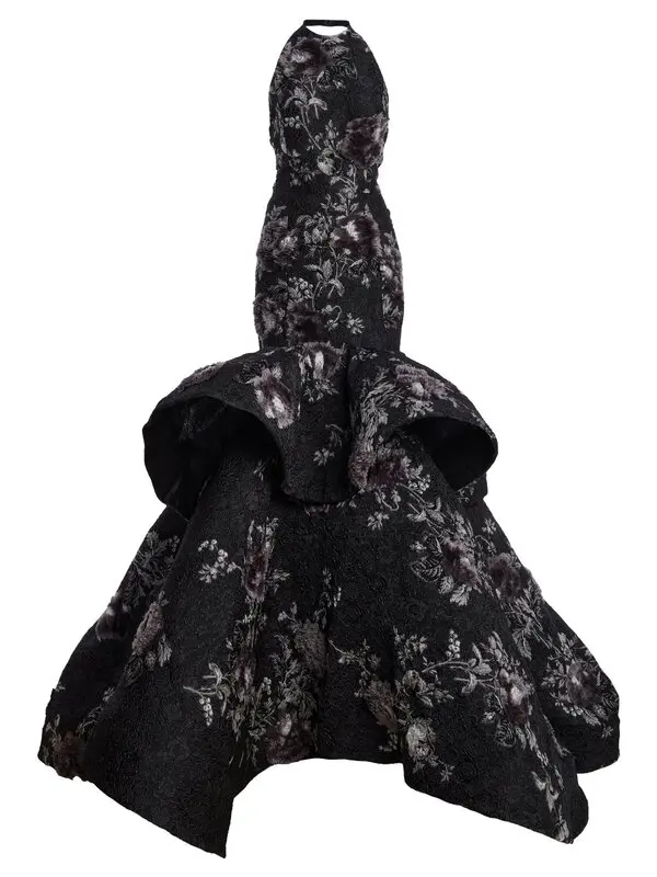 Oscar De La Renta Peony-printed Gown - Black/white