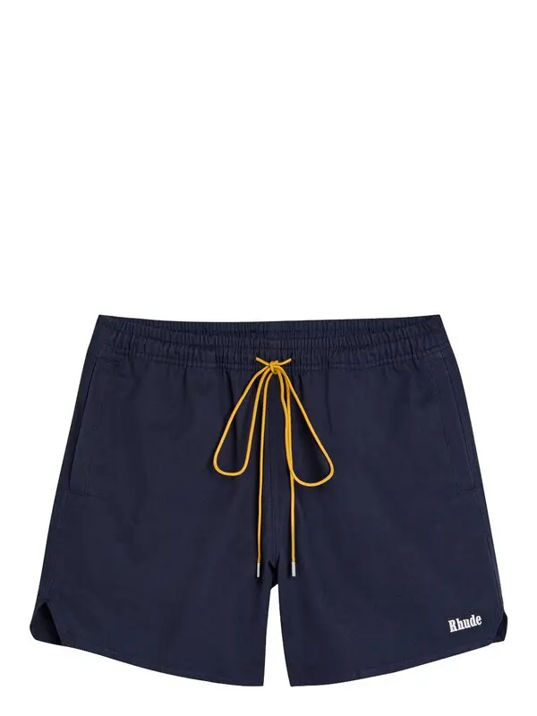 Rhude Embroidered Logo Cotton Shorts - Navy