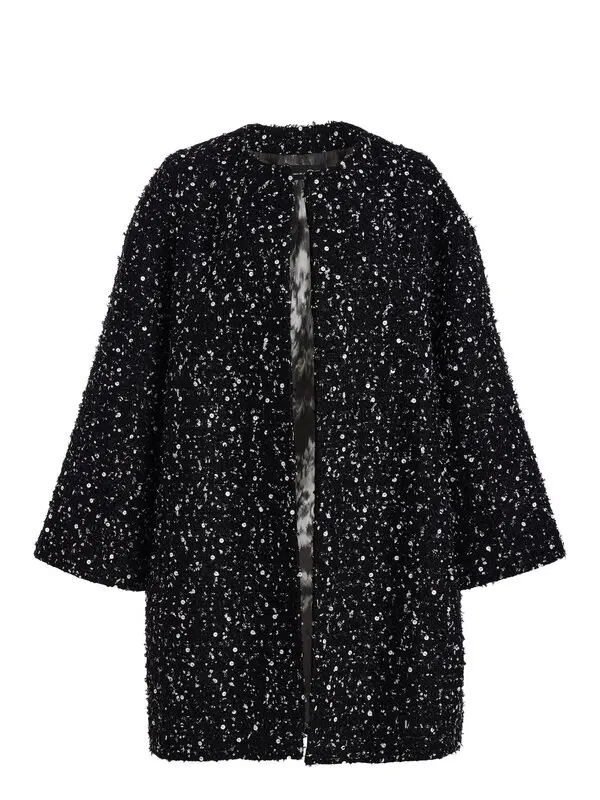 Oscar De La Renta Textured Twill Coat - Black/white