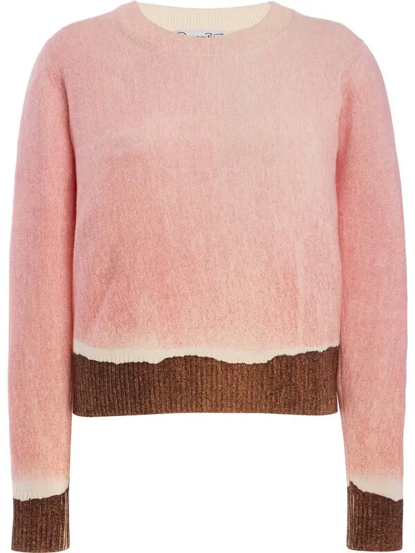 Oscar De La Renta Printed Wool Sweater - Pink