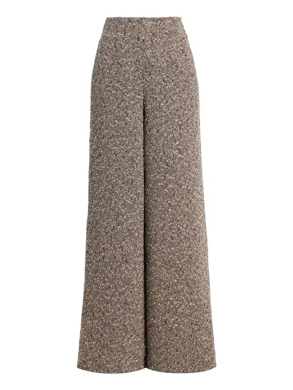 Oscar De La Renta Slubby Wool-blend Tweed Straight-leg Trousers - Brown