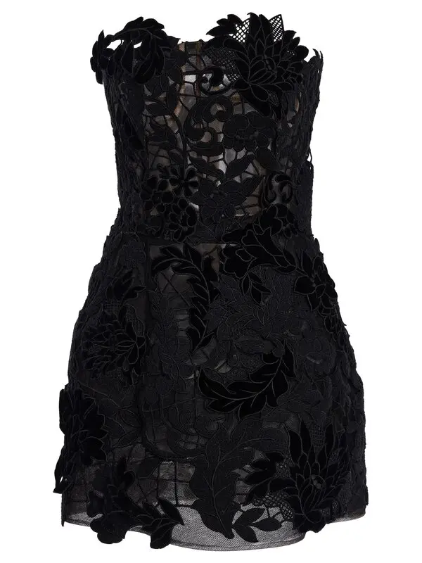 Oscar De La Renta Cutout Velvet Mini Cocktail Dress - Black