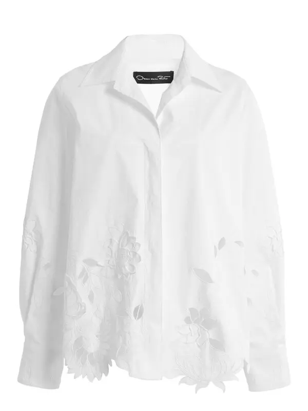 Oscar De La Renta Embroidered Cotton-twill Shirt - White