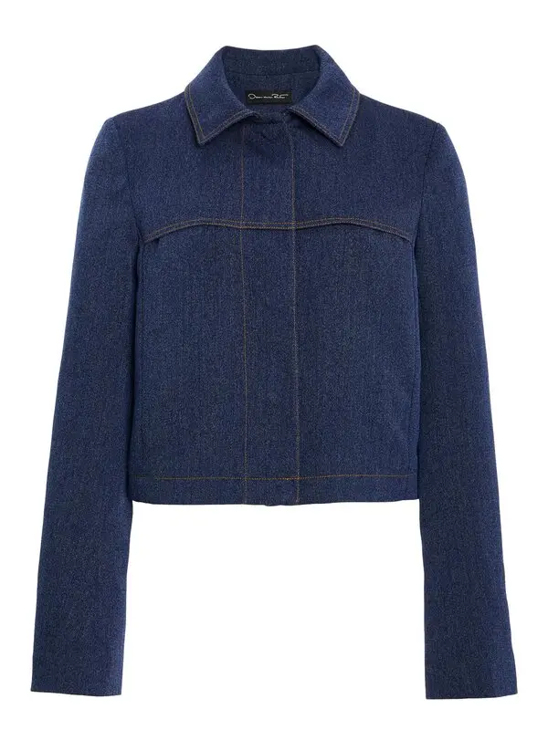 Oscar De La Renta Tailored Wool-drill Jacket - Dark Wash