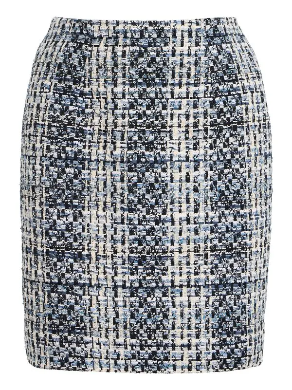 Oscar De La Renta Slubby Tweed Mini Skirt - Blue