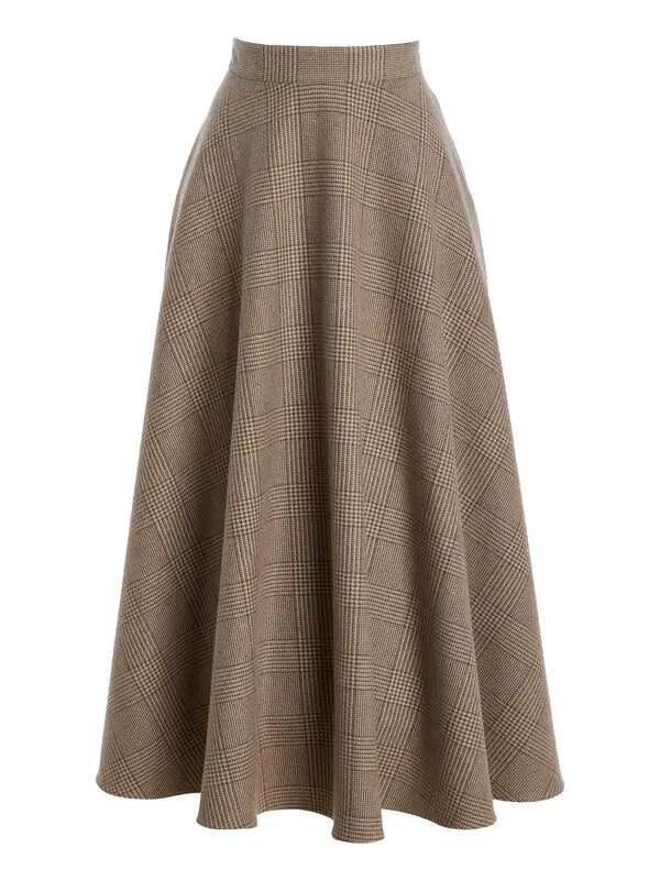 Oscar De La Renta Glen Wool-cashmere Midi Skirt - Plaid