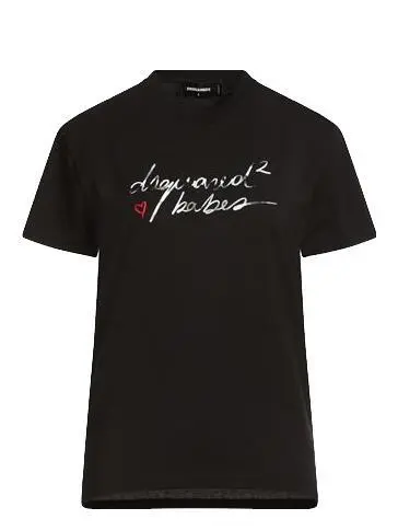 Dsquared2 Printed Cotton T-shirt - Black