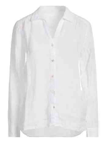 120% Lino Linen Shirt With Pleated And Cutout Detail - White