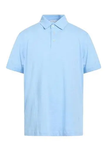 MANUEL RITZ Polo Shirt Sky Size Cotton, Linen - Blue