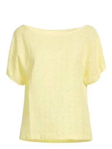 120% Lino Linen Broderie Anglaise Top - Yellow