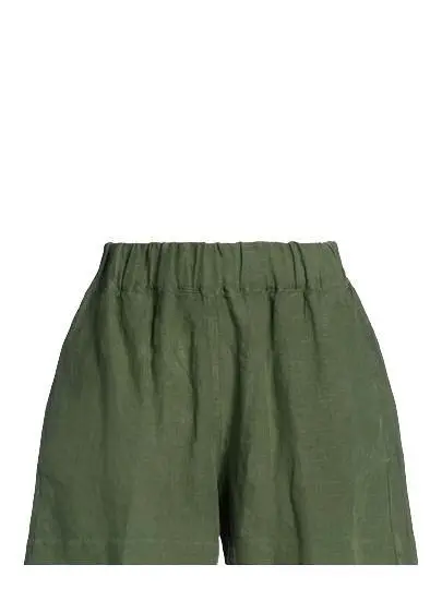 120% Lino Linen Relaxed Fit Shorts - Green