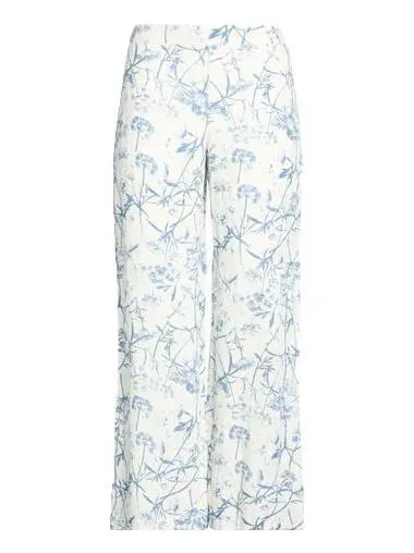 120% Lino Floral-print Wide-leg Linen Pants - Cream