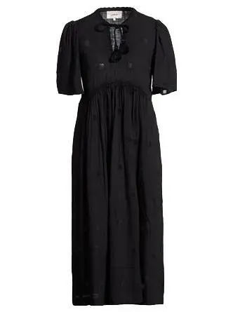 Ba&sh Midi Flared Broderie Anglaise Dress - Black