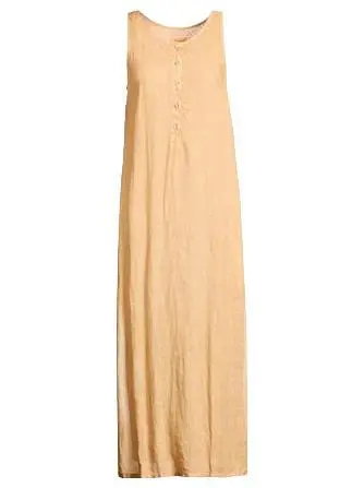 120% Lino Maxi Shirt Dress - Beige