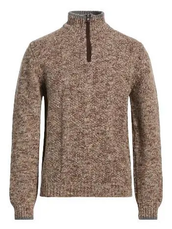 Fedeli Turtleneck Sweater With Half-zip - Brown