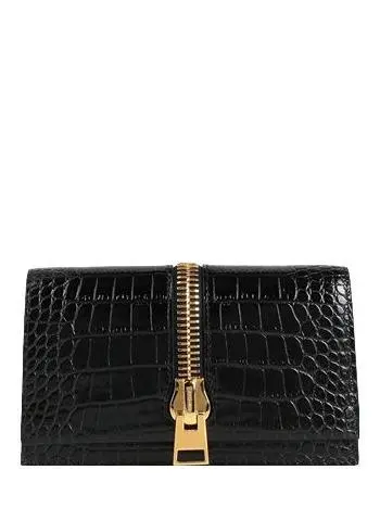 TOM FORD Handbag In Crocodile-print Leather With Chain Strap - Black