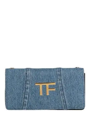 TOM FORD Denim Clutch With Appliqués - Blue