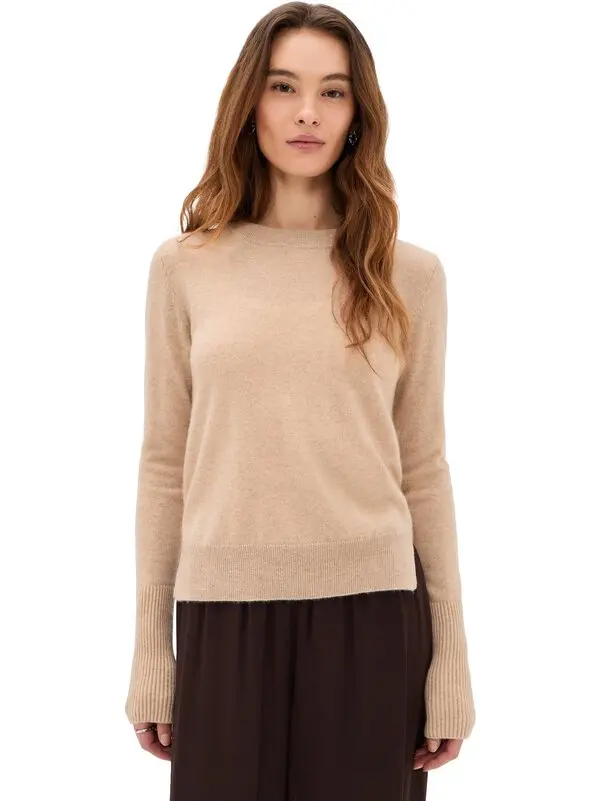 LA LIGNE Solid Lean Lines Cashmere Sweater - Tan