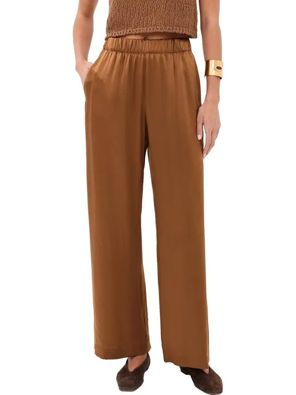 Sablyn Brynn Wide Leg Silk Pants - Tobacco
