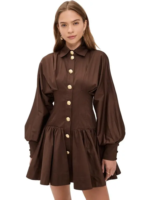 Aje Alexa Long Sleeve Mini Dress - Chocolate
