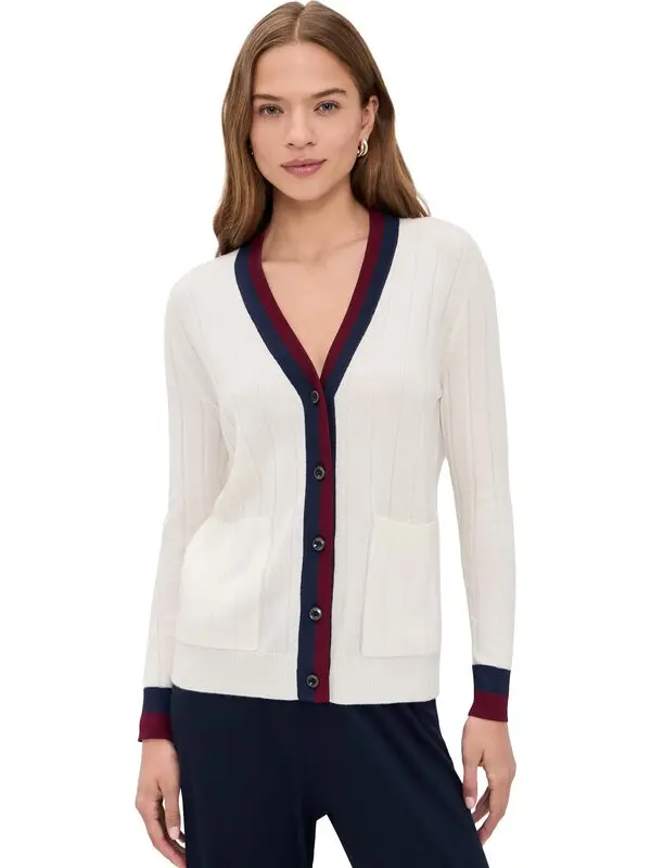 Kule Cashmere Sinclair Cardigan - Cream/navy/port