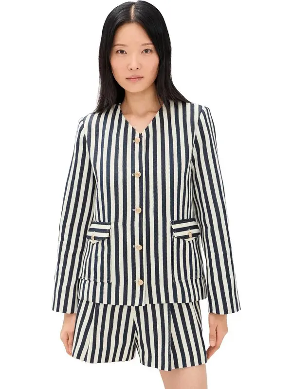 Astr The Label Danae Blazer - Cream Navy Stripe