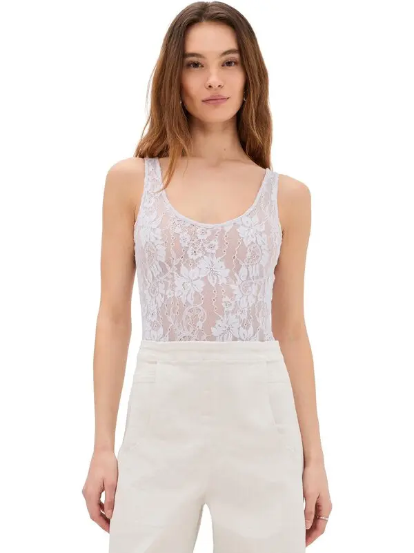Zimmermann Lace Scoop Neck Bodysuit - Lilac