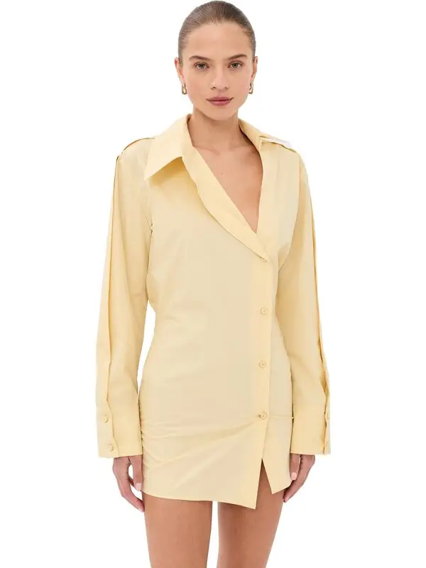 Attico Mini Shirt Dress - Pale Yellow