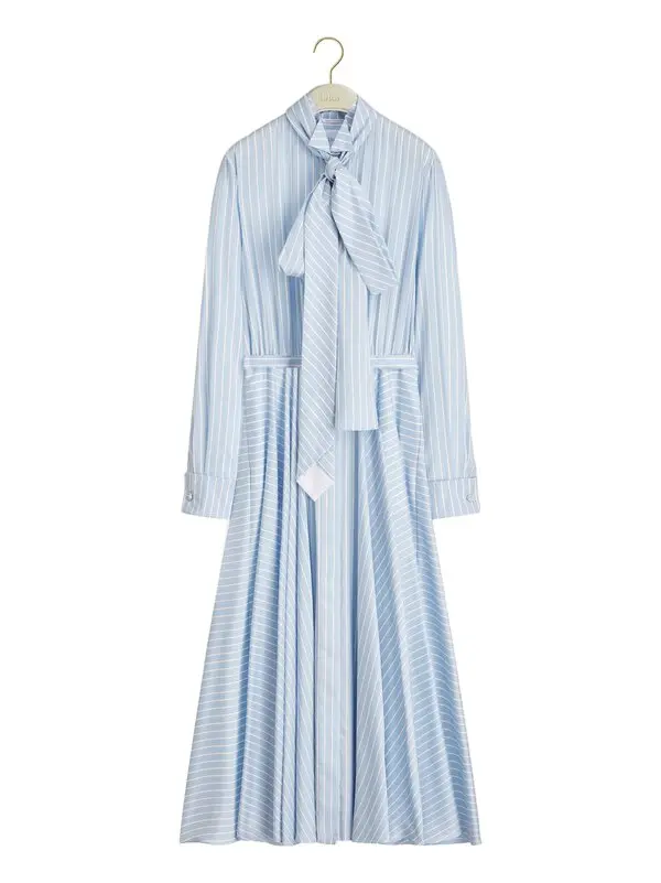 Dior Mid-length Belted Shirtdress - Blue And White D-stripes Silk