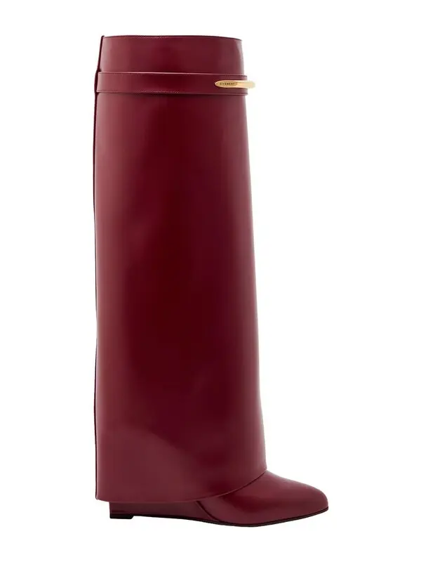 Givenchy Shark 95 Leather Knee-high Boots - Burgundy