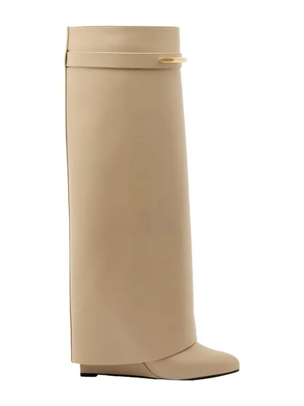 Givenchy Shark 95 Leather Knee-high Boots - Beige