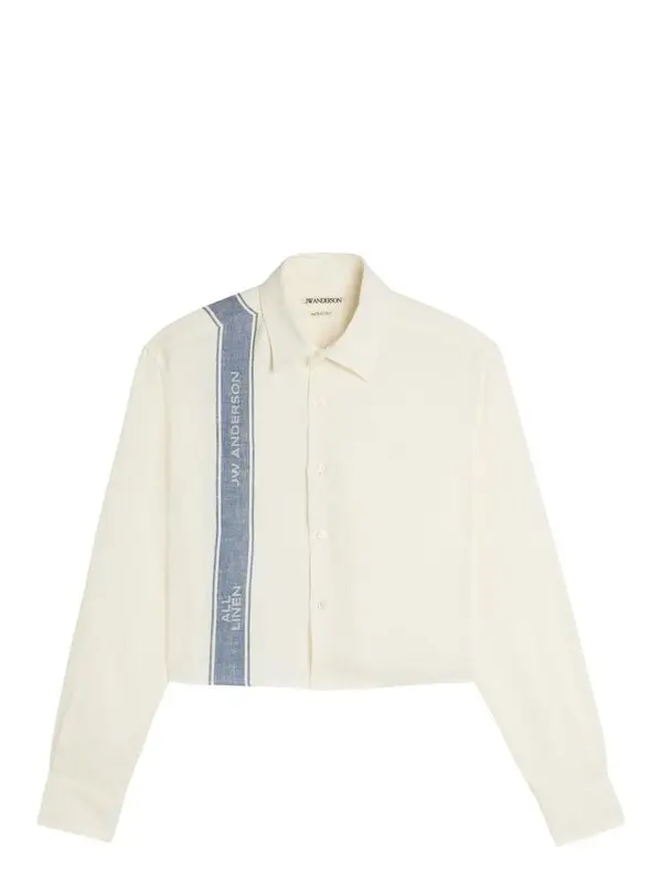 JW Anderson Cropped Stripe-jacquard Linen Shirt - Off White
