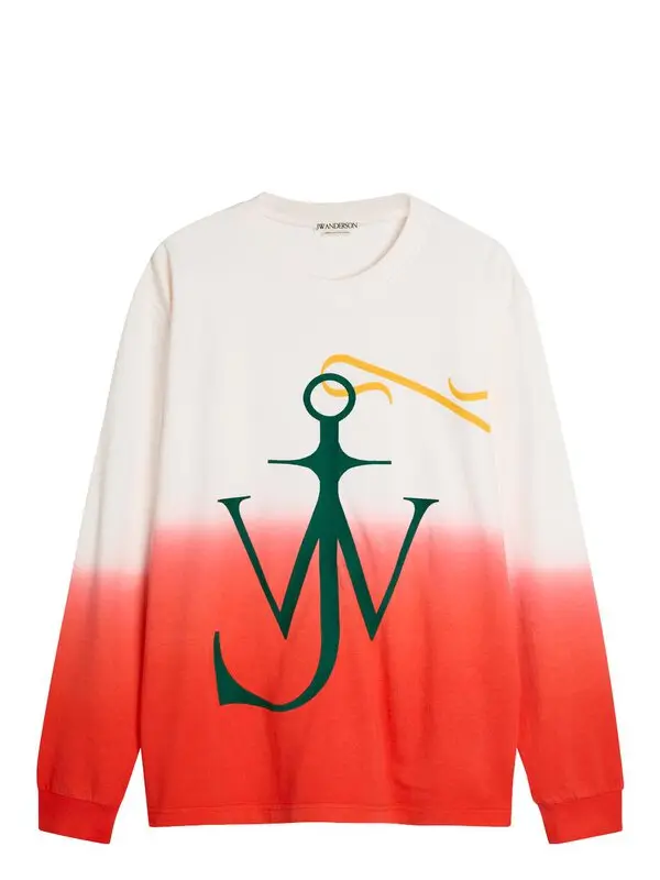 JW Anderson Dip Dye Anchor Embroidered Cotton T-shirt - Multicoloured 1