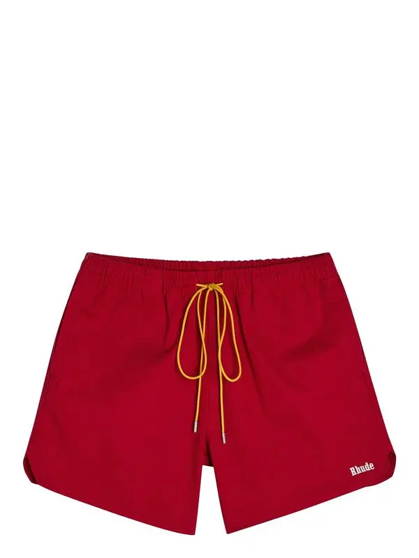 Rhude Logo-embroidered Cotton Shorts - Red And White