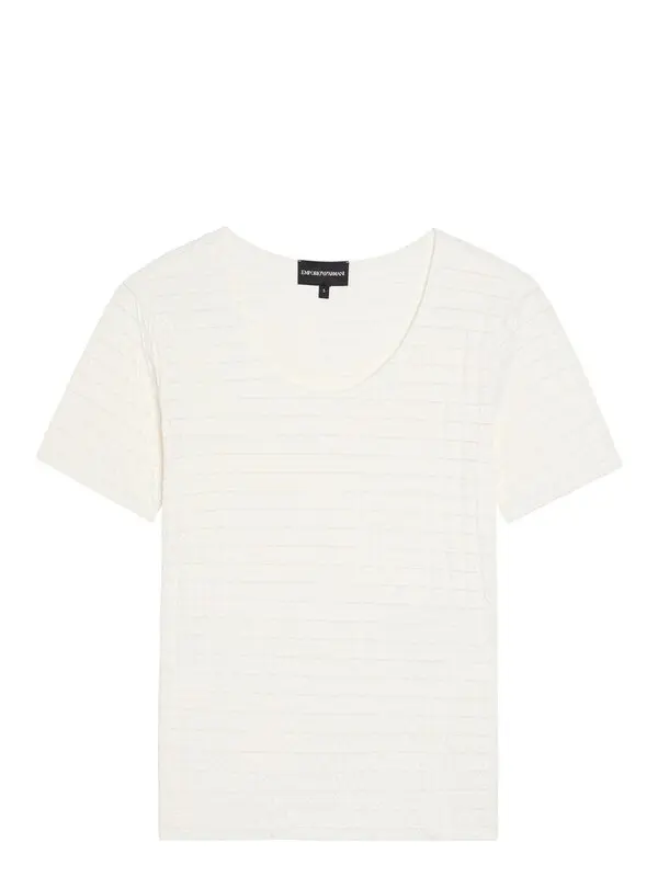 Emporio Armani Textured-knit T-shirt - Cream