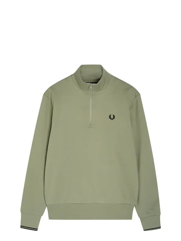 Fred Perry Cotton Half-zip Sweatshirt - Light Green