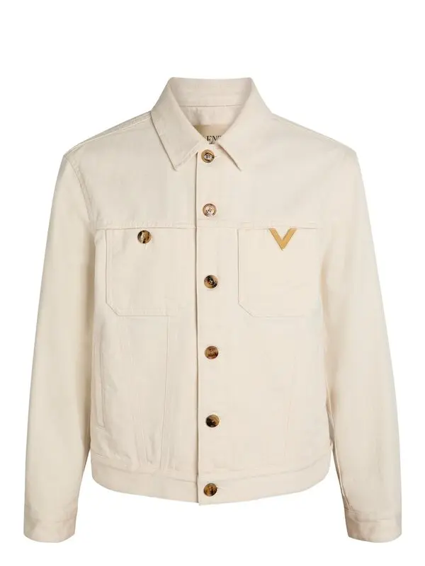 Valentino Garavani Logo Denim Jacket - White