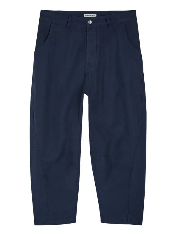 You Must Create Barrel-leg Canvas Trousers - Navy