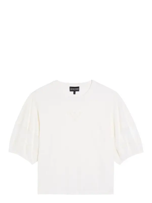 Emporio Armani Panelled Logo Cotton T-shirt - Cream