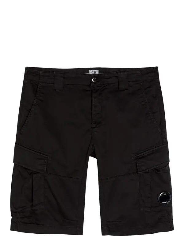 C.P. COMPANY Logo Stretch-cotton Cargo Shorts - Black