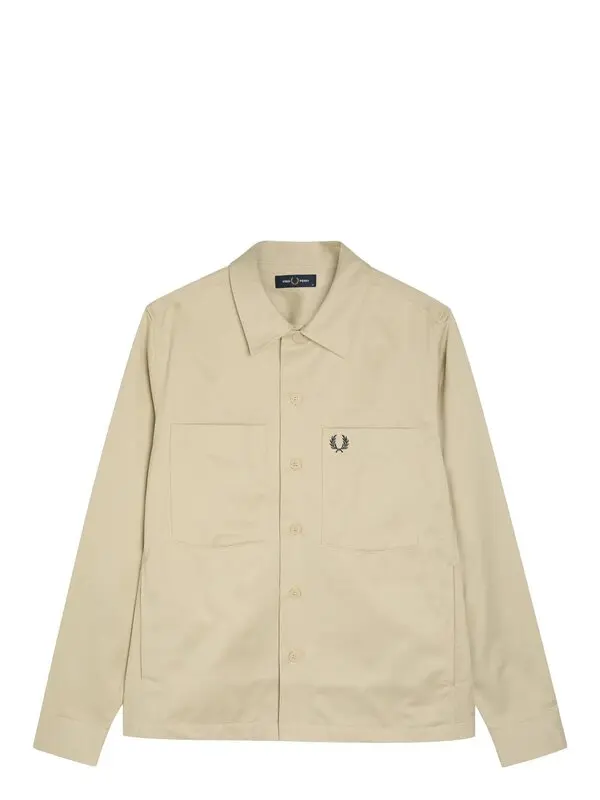 Fred Perry Logo-embroidered Cotton Overshirt - Ecru