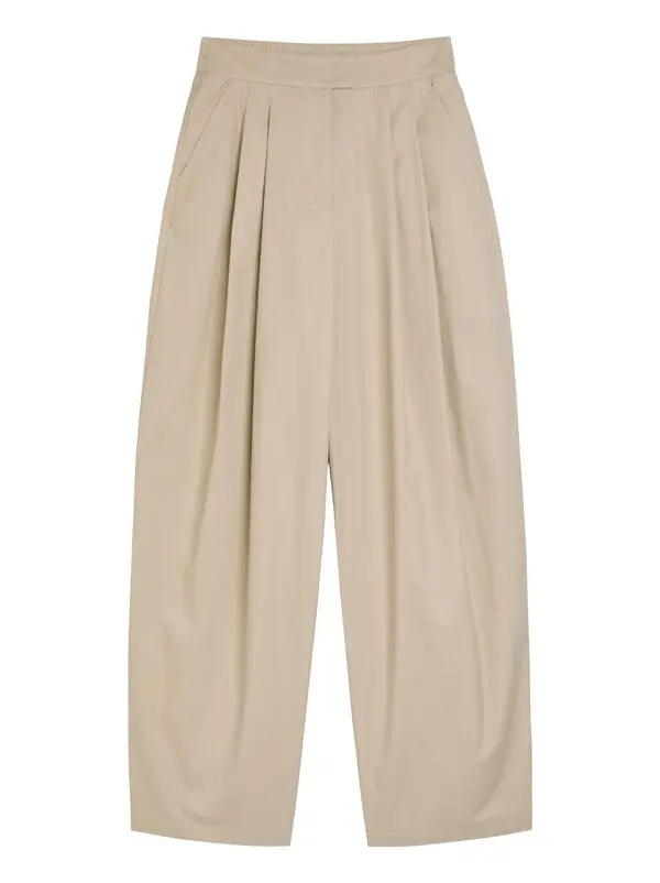 Emporio Armani Pleated Cotton-poplin Trousers - Light Brown