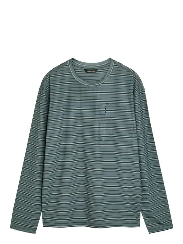 HIKING PATROL Striped Stretch-jersey T-shirt - Navy