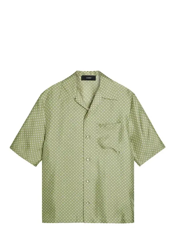 Amiri Polka Dot Pearl Button Silk Shirt - Green
