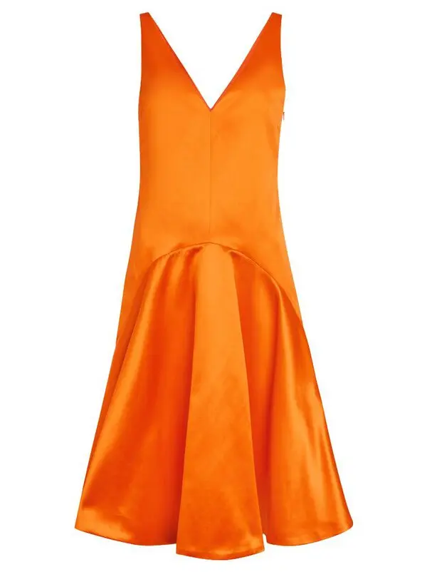 JW Anderson Flared Satin Midi Dress - Orange