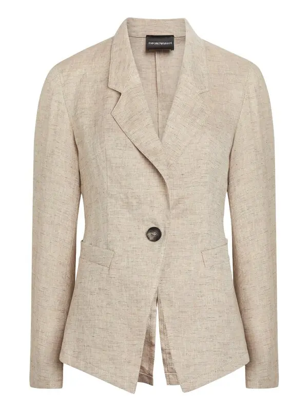 Emporio Armani Fitted Linen-blend Blazer - Beige