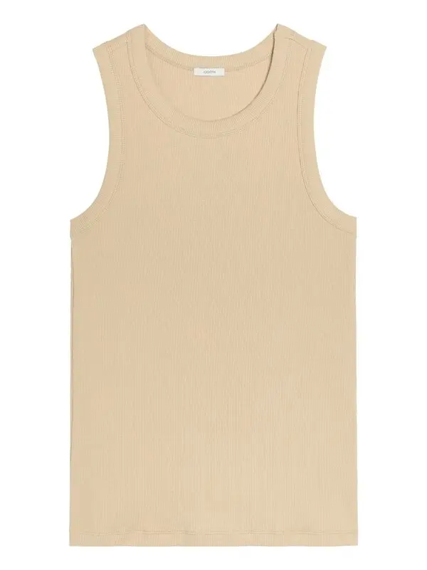 JOSEPH Ribbed Stretch-cotton Tank - Beige