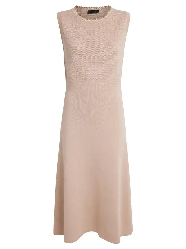 Fabiana Filippi Wool-cotton Embellished Midi Dress - Beige