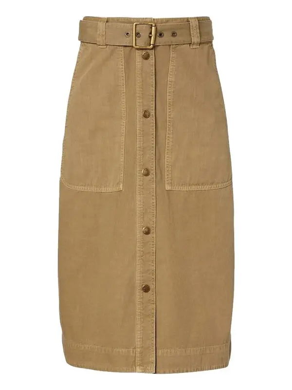 Moncler Belted Denim Midi Skirt - Beige
